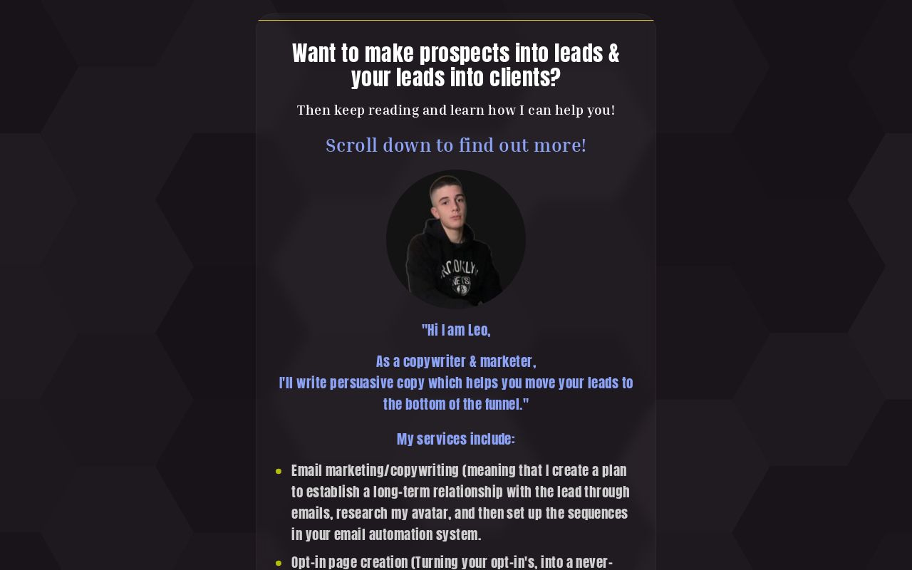 The reason you have to work with me